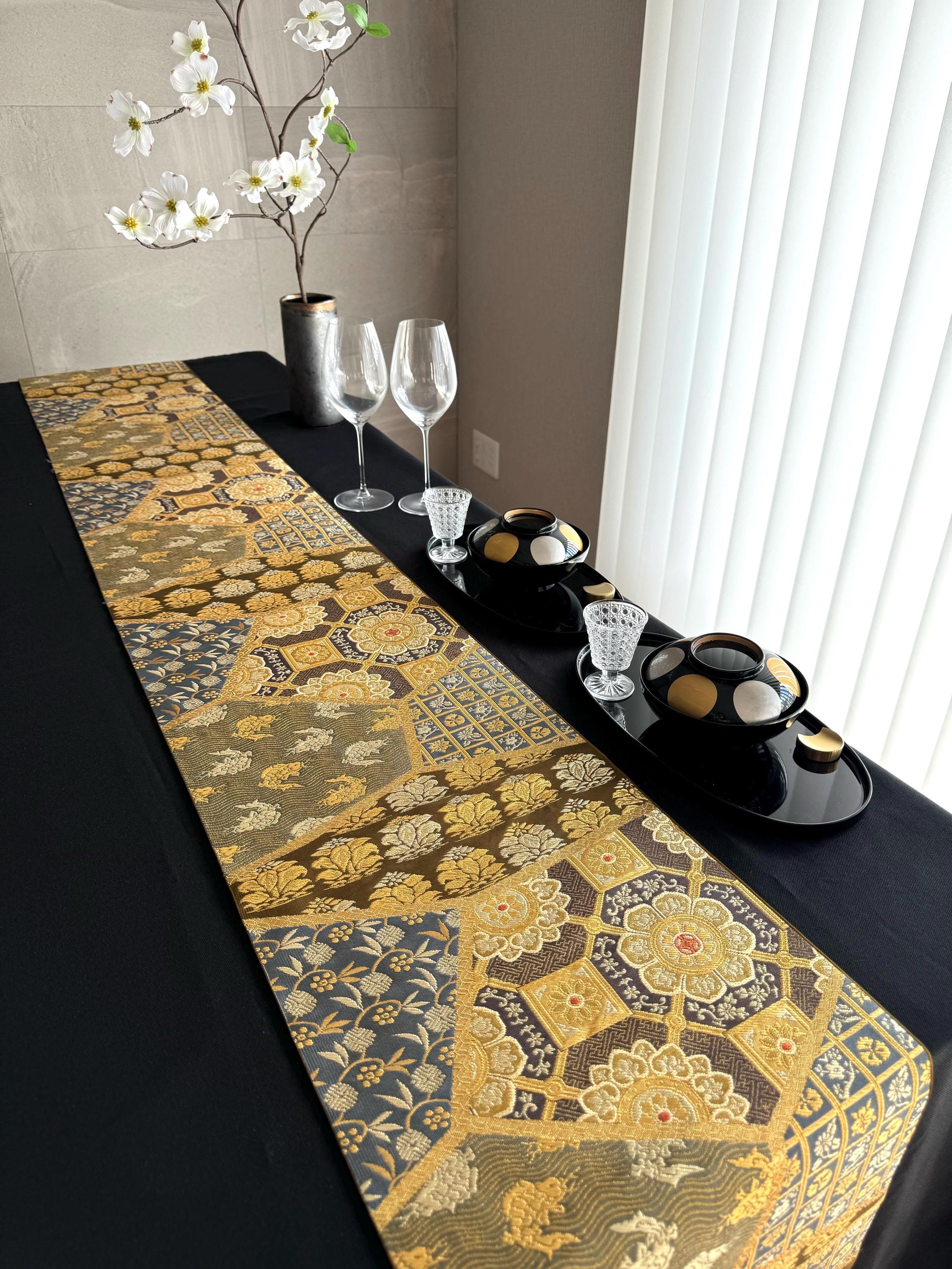 Gold, Custom Japanese Silk Table Runner,japanese Obi Runnerone of a ...