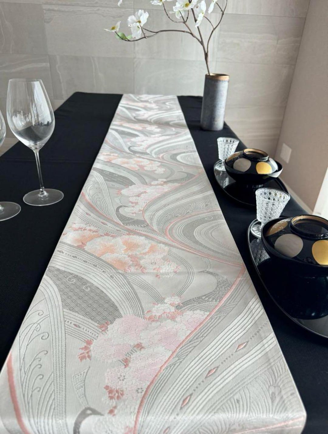 Pink,custom Japanese Table Runner,japanese Obi Runnerone of a Kind - Etsy