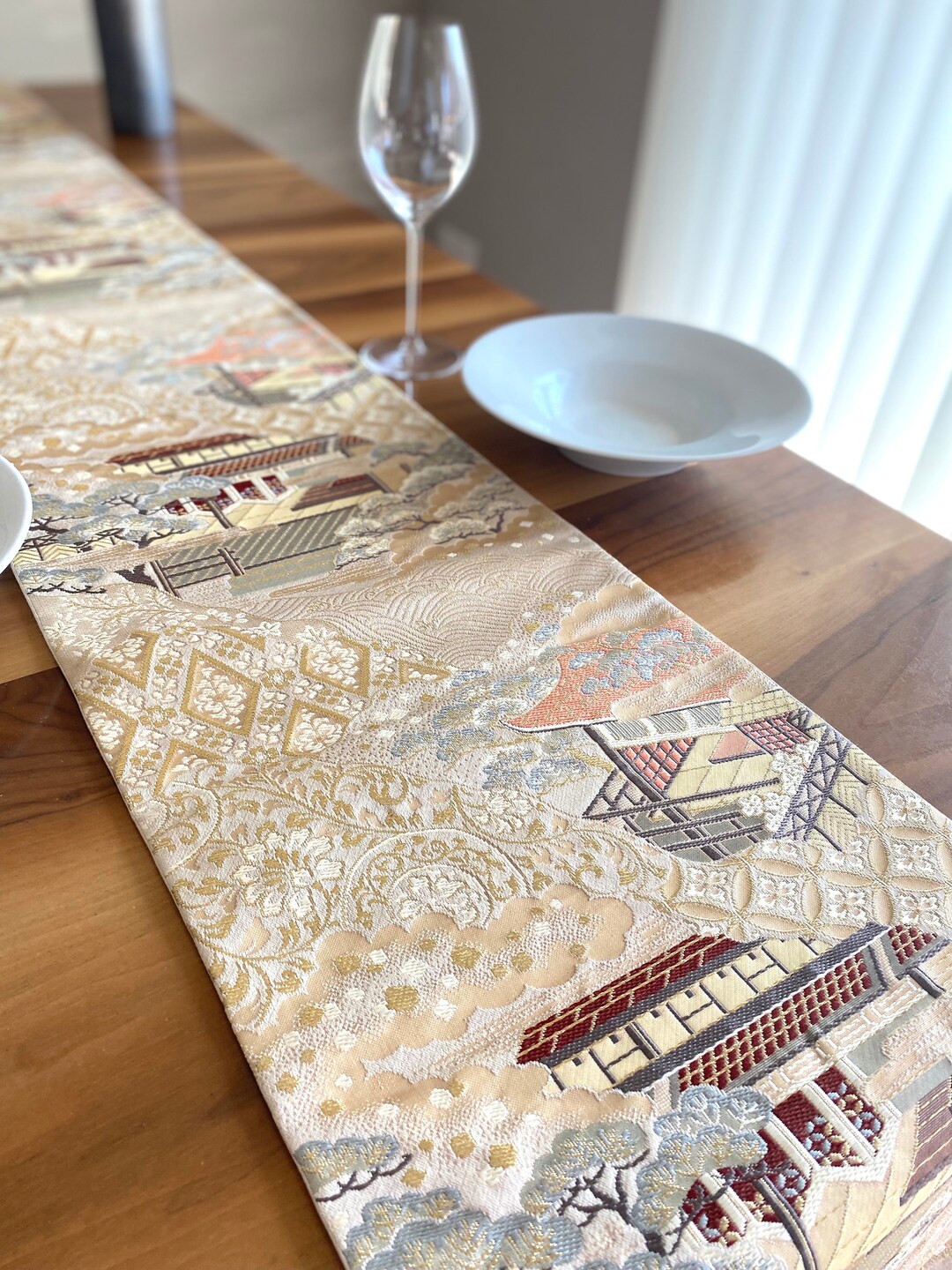 Gold, Custom Japanese Silk Table Runner,hand Woven Japanese Obi Runner ...