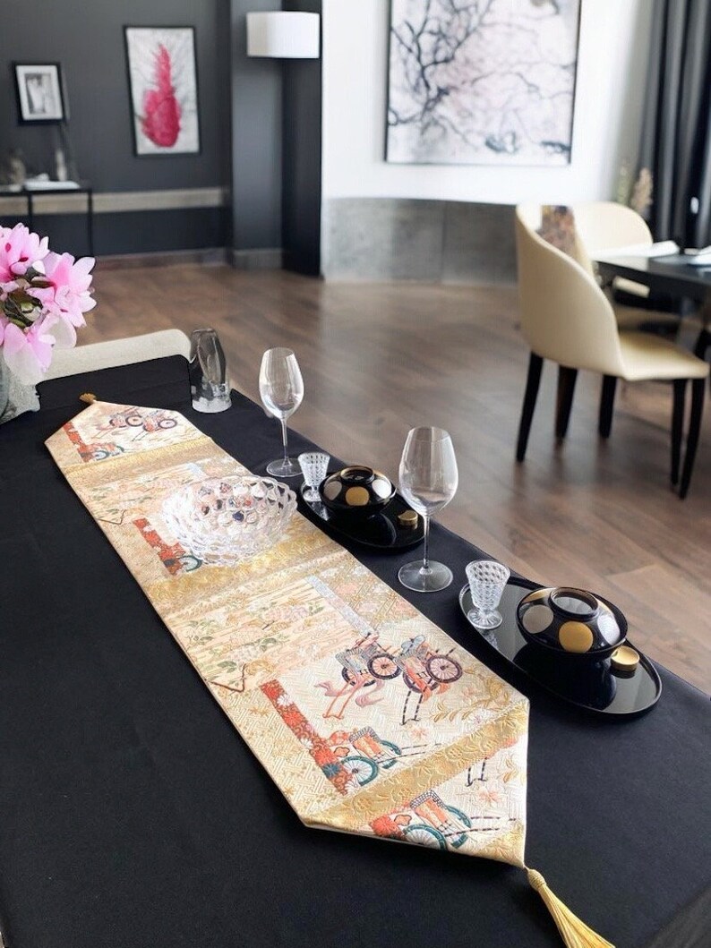 Silk Centerpiece, Japanese Silk Table Centerpiece, Japanese Obi Runner ...