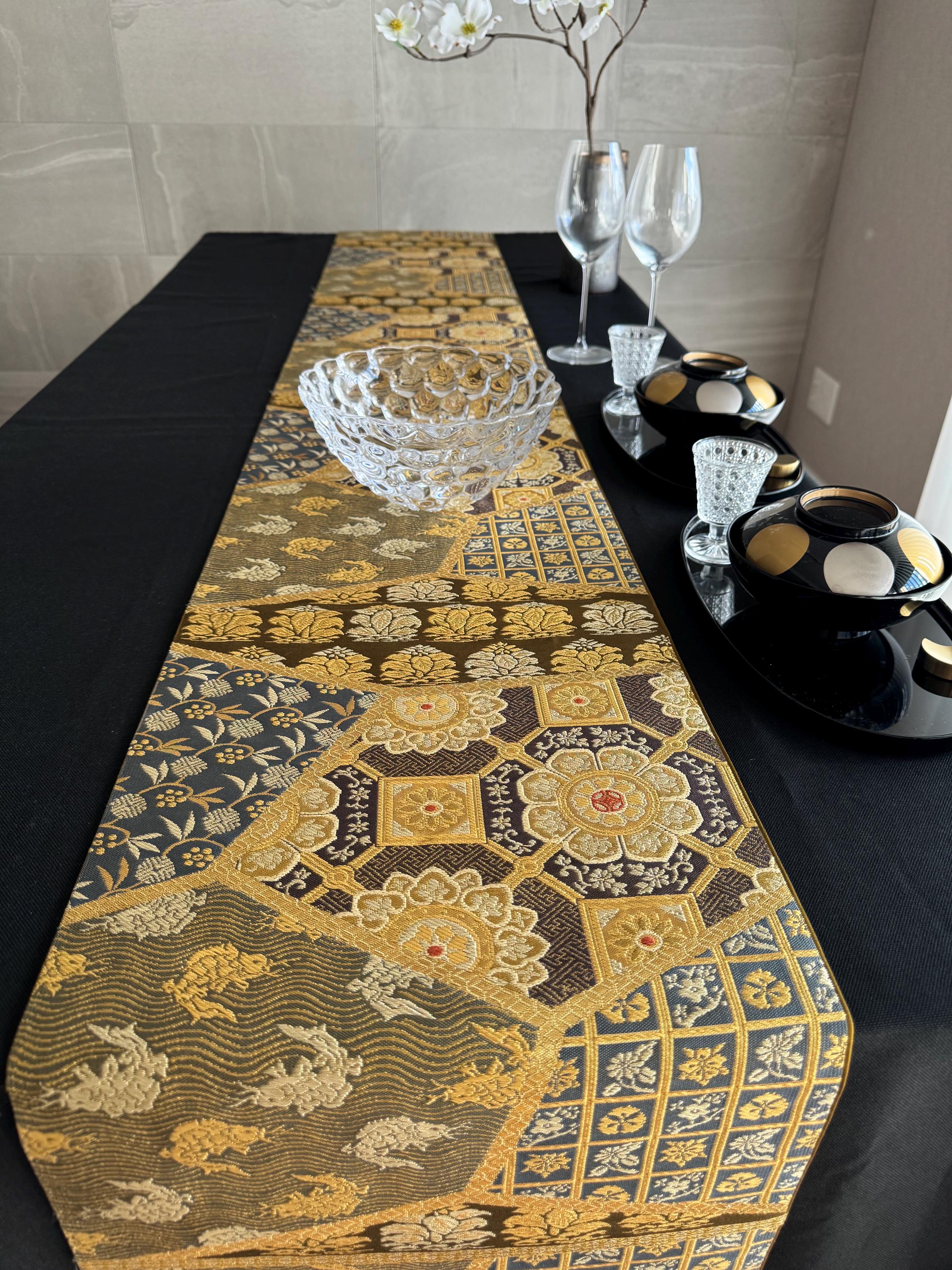 Gold, Custom Japanese Silk Table Runner,japanese Obi Runnerone of a ...