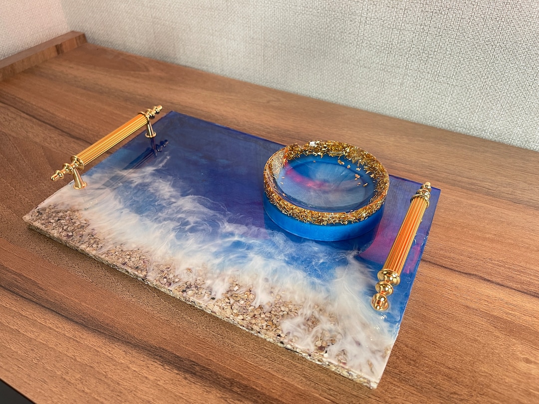 Ocean Tray, Beach Tray, Ocean Serving Tray, Ocean Ashtray Set, Serving ...