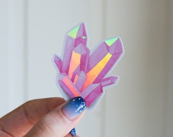 Rose Quartz Vinyl Sticker Pink White Crystal Stickers - Etsy