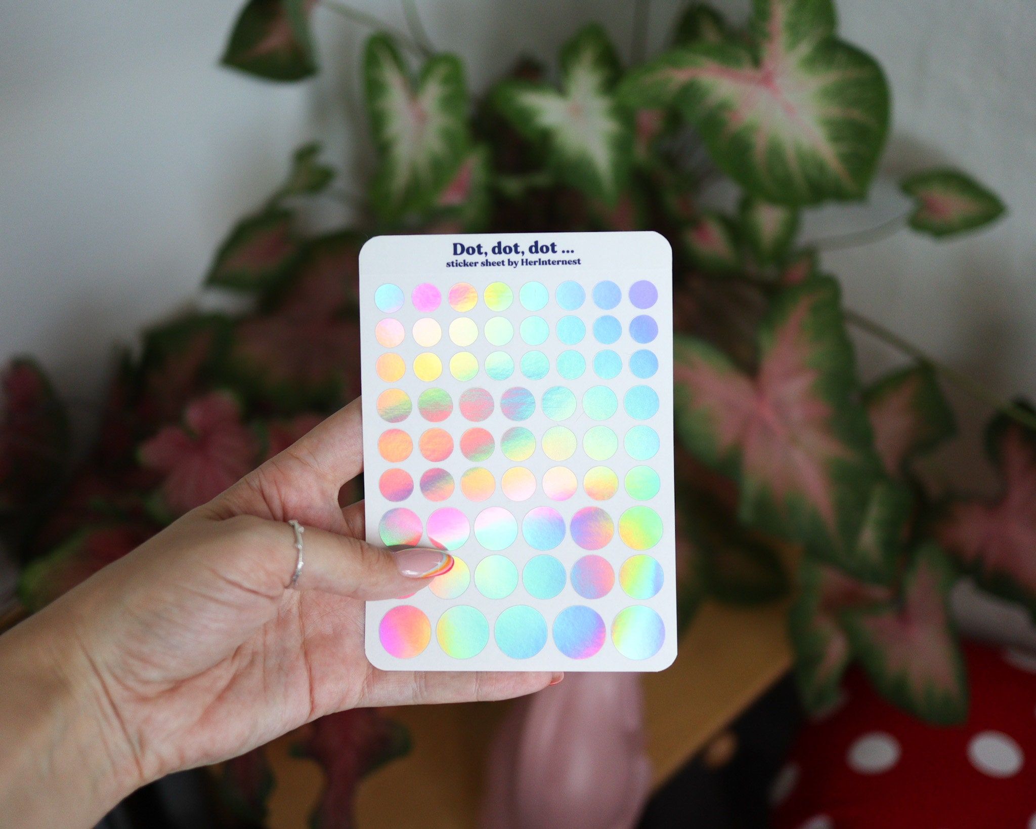 Holographic iridescent dots vinyl sticker sheet for journaling and ...