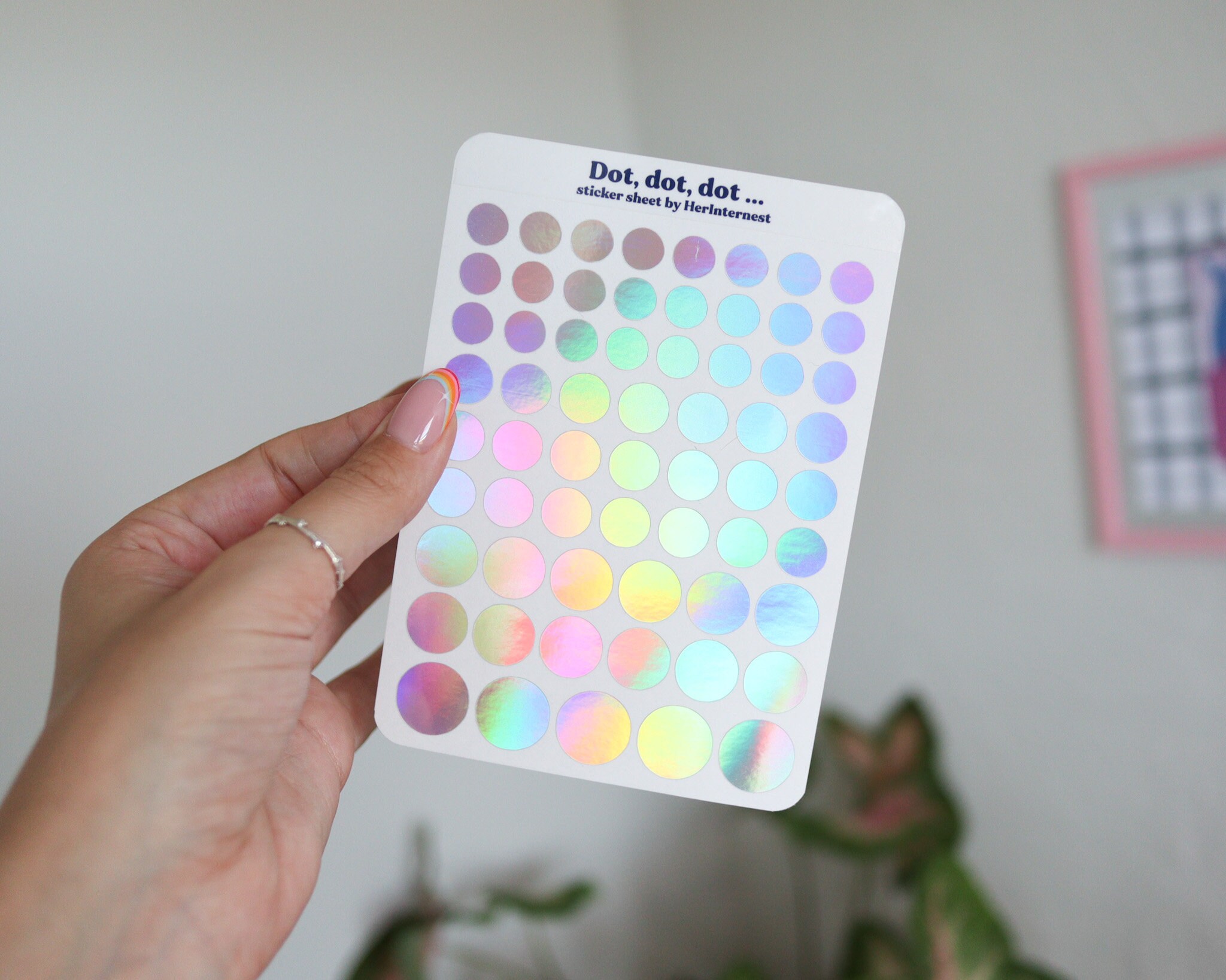 Holographic iridescent dots vinyl sticker sheet for journaling and ...
