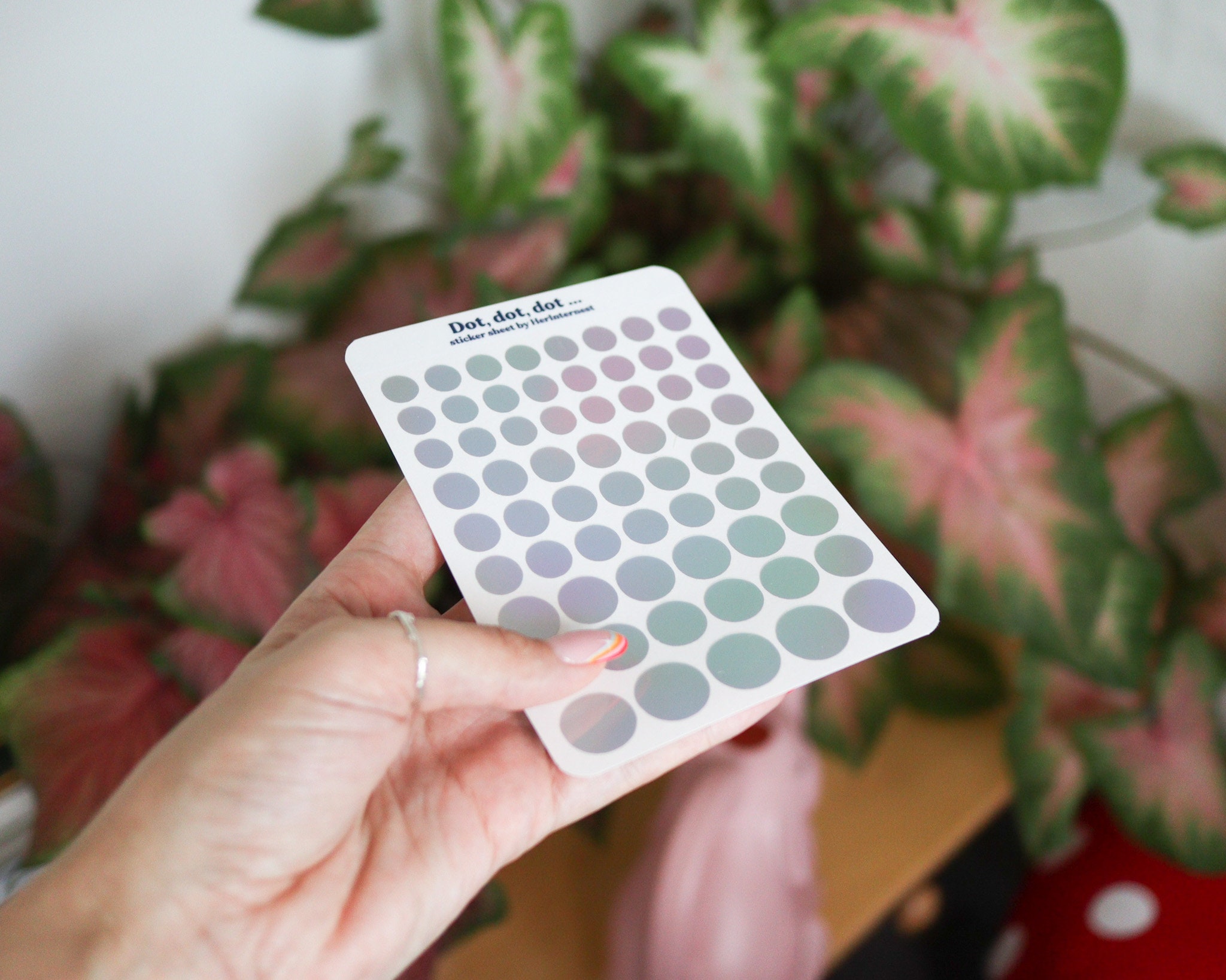 Holographic iridescent dots vinyl sticker sheet for journaling and ...