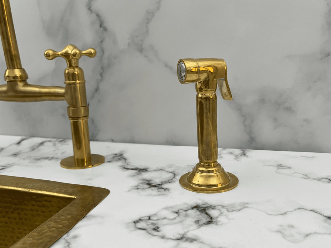 Brass Kitchen Hand Sprayer Unlacquered Brass Side Sprayer Handheld ...