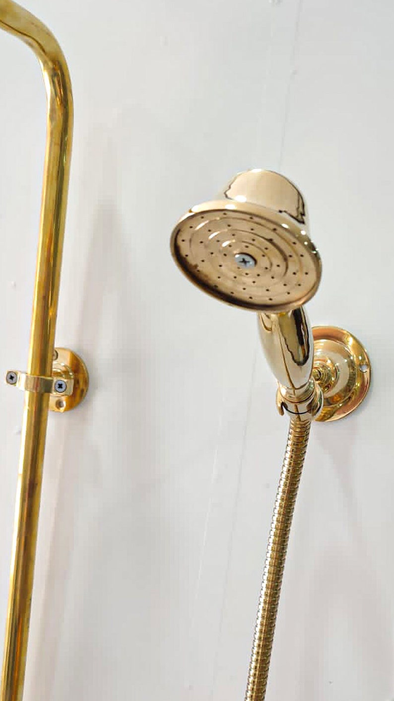 Brass Exposed Pipe Wall Mount Shower With Rainfall Shower Head - Etsy