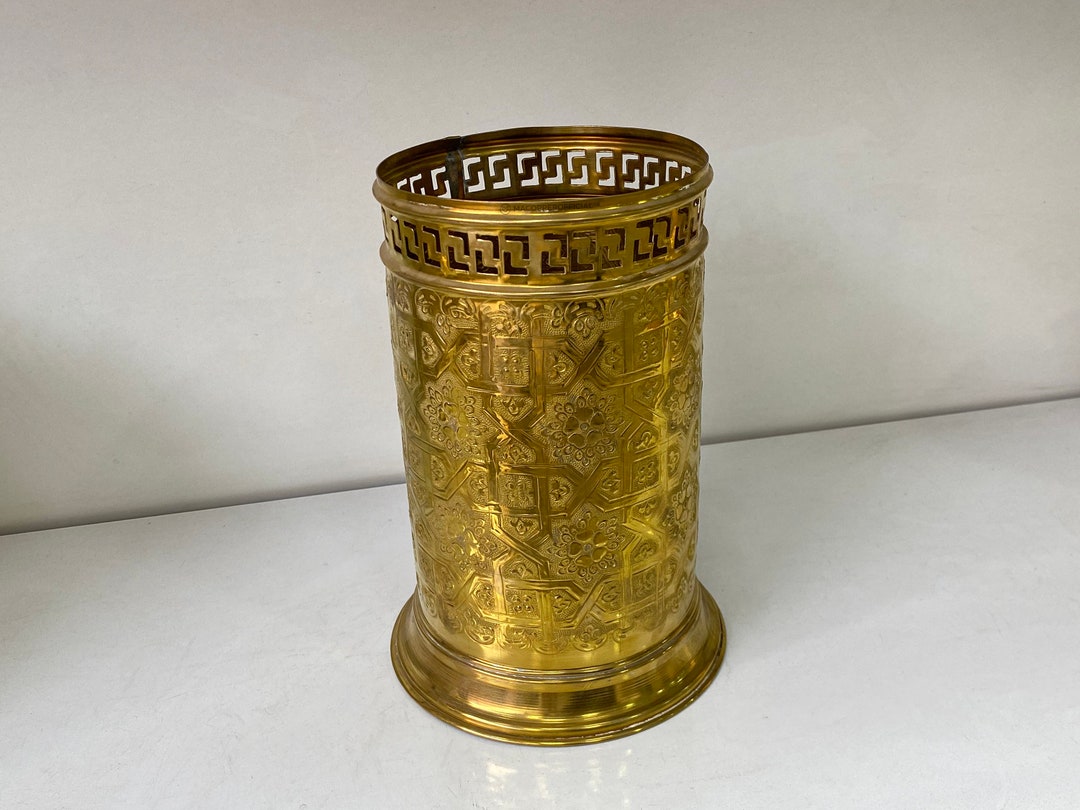 Handcrafted BRASS TRASH CAN ,solid Brass Waste Basket,decorative Brass ...