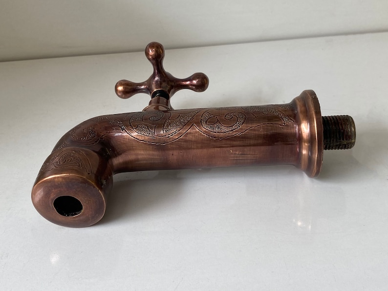 Handcrafted Copper Sink Faucet, Single Handle Faucet Cold Water, Vanity ...