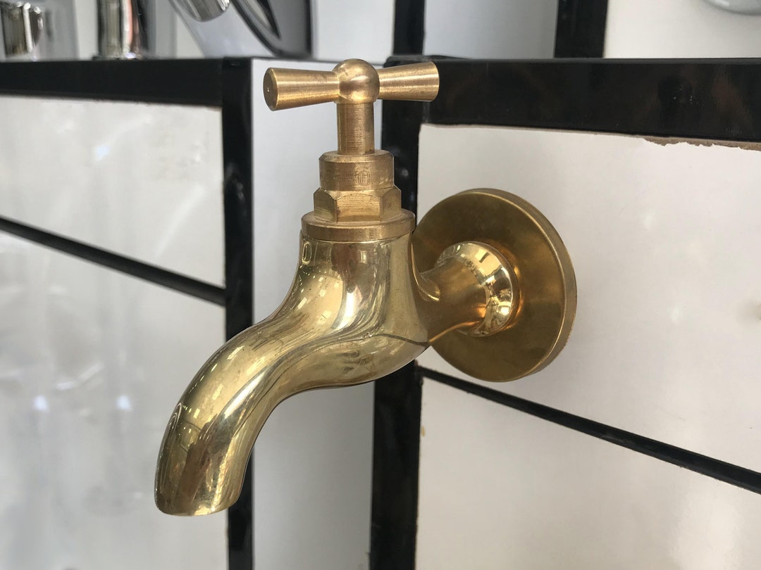 Small Wall Faucet Spigot Water Tap,antique Unlacquered Solid Brass Tap ...