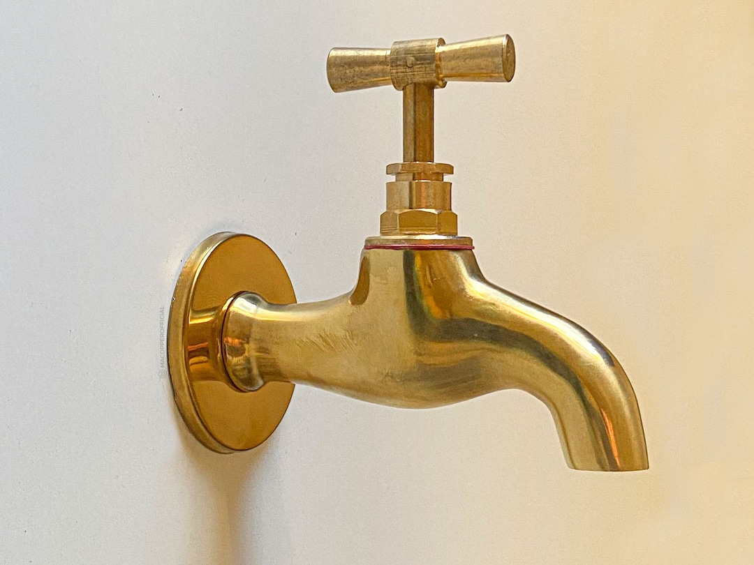 Small Wall Water Tap, Unlacquered Brass Water Spigot, Garden Water Tap ...