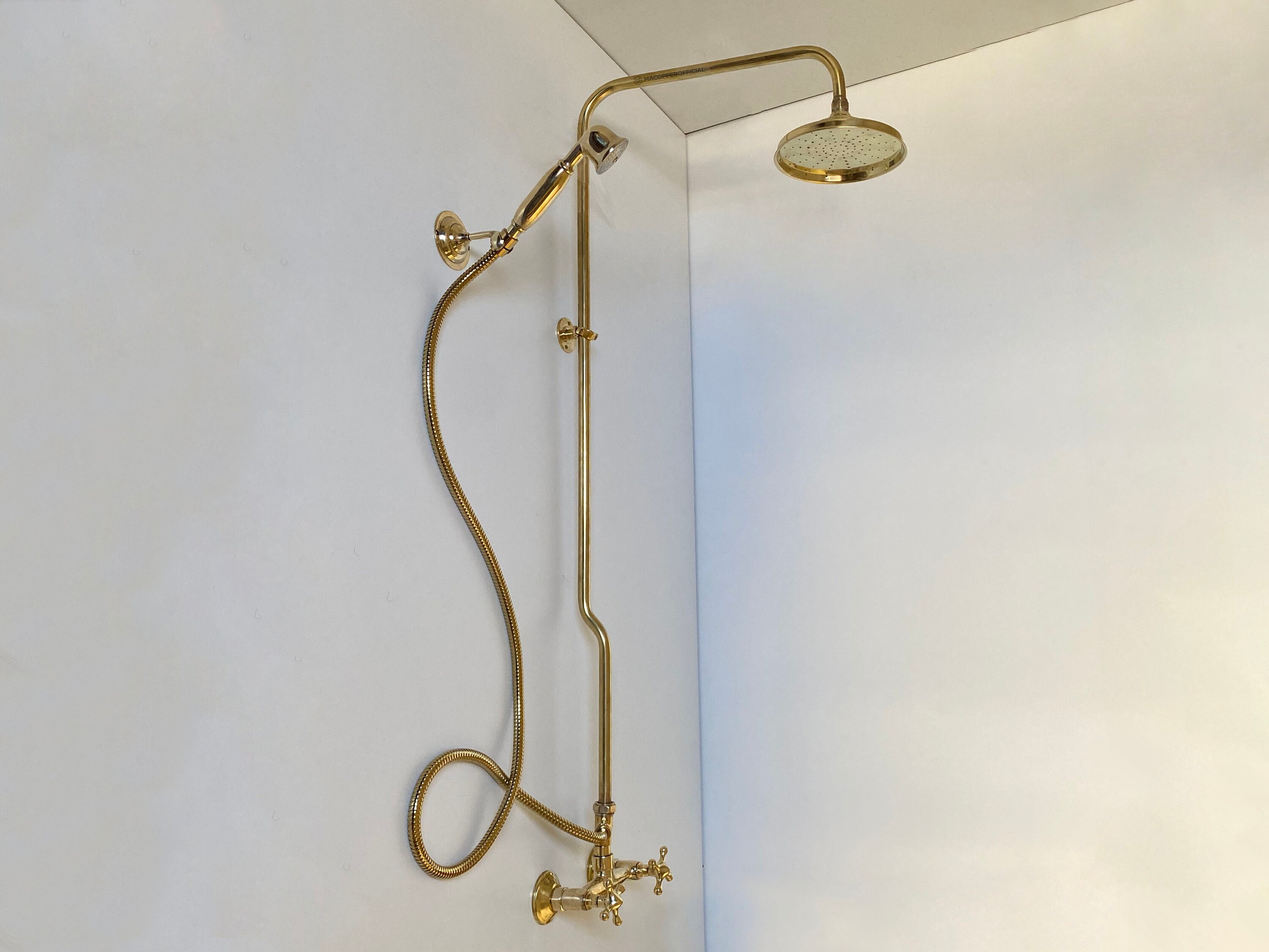 Unlacquered Brass Exposed Shower Combo System Rain Shower - Etsy