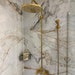 Antique Brass Exposed Pipe Shower System, Unlacquered Brass Shower ...