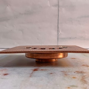 6" Square Copper Finish Floor Drain, Hammered Copper Drain for Bathroom ...