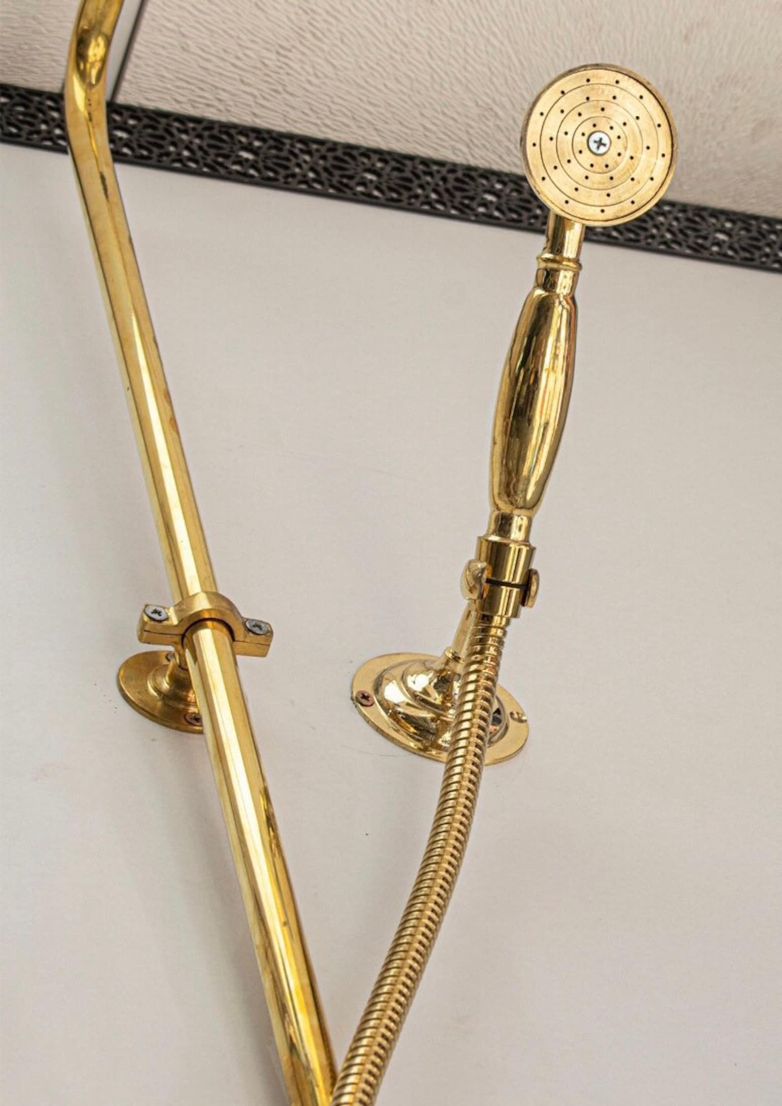 Brass Exposed Pipe Wall Mount Shower With Rainfall Shower Head - Etsy