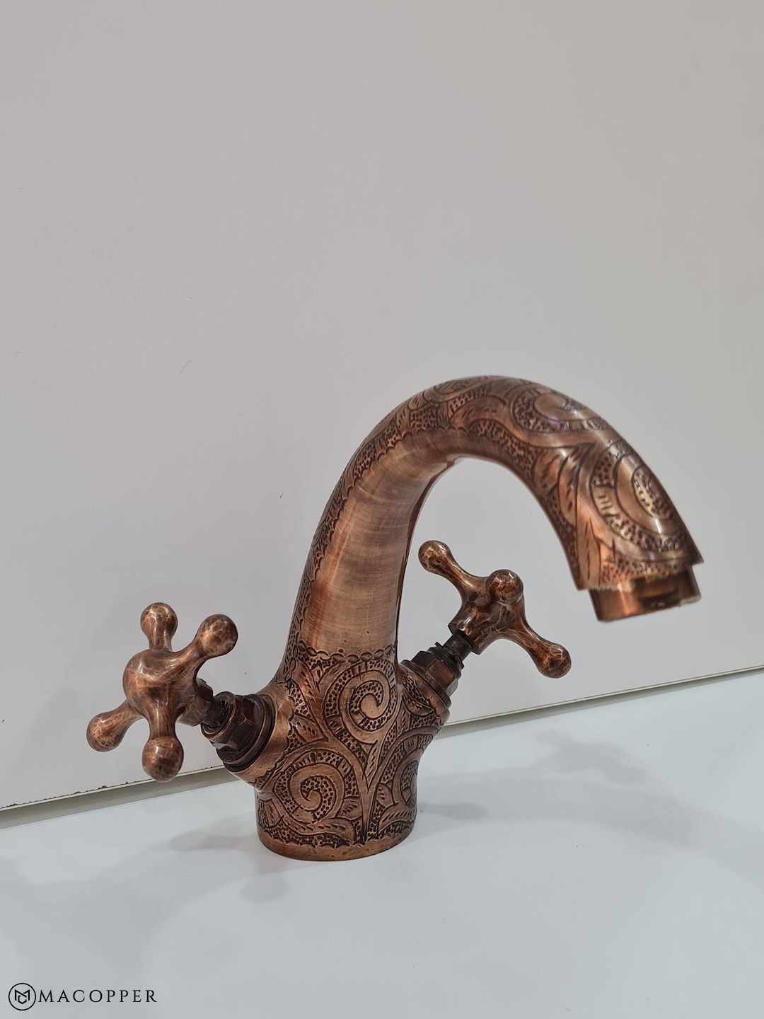 Copper Finish Bathroom Sink Faucet Copper Waterfall Bathroom Faucet ...