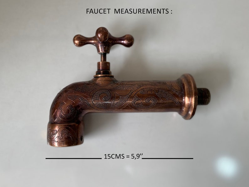 Handcrafted Copper Sink Faucet, Single Handle Faucet Cold Water, Vanity ...