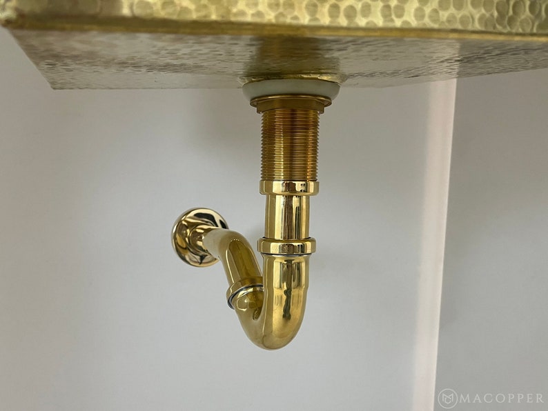 Brass Bathroom Basin Sink P Trap Waste Pipe Unlacquered Brass Pop up ...