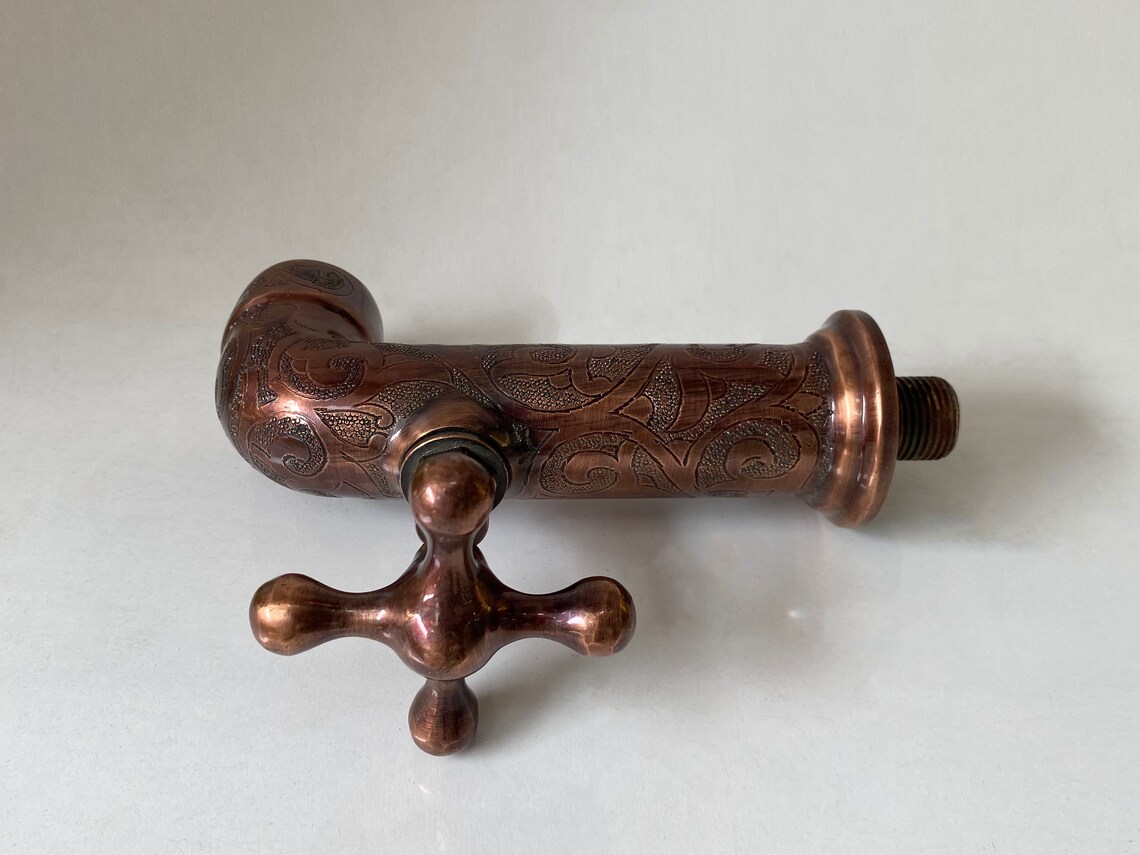 Handcrafted Copper Sink Faucet, Single Handle Faucet Cold Water, Vanity ...
