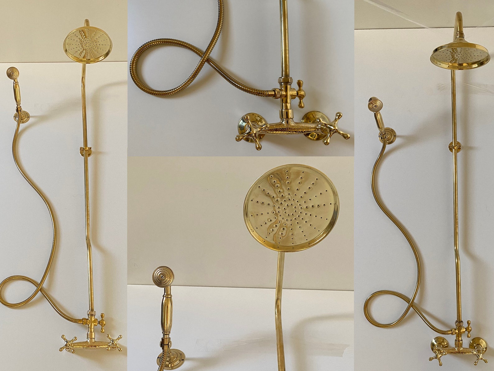 Unlacquered Brass Exposed Shower Combo System Rain Shower - Etsy