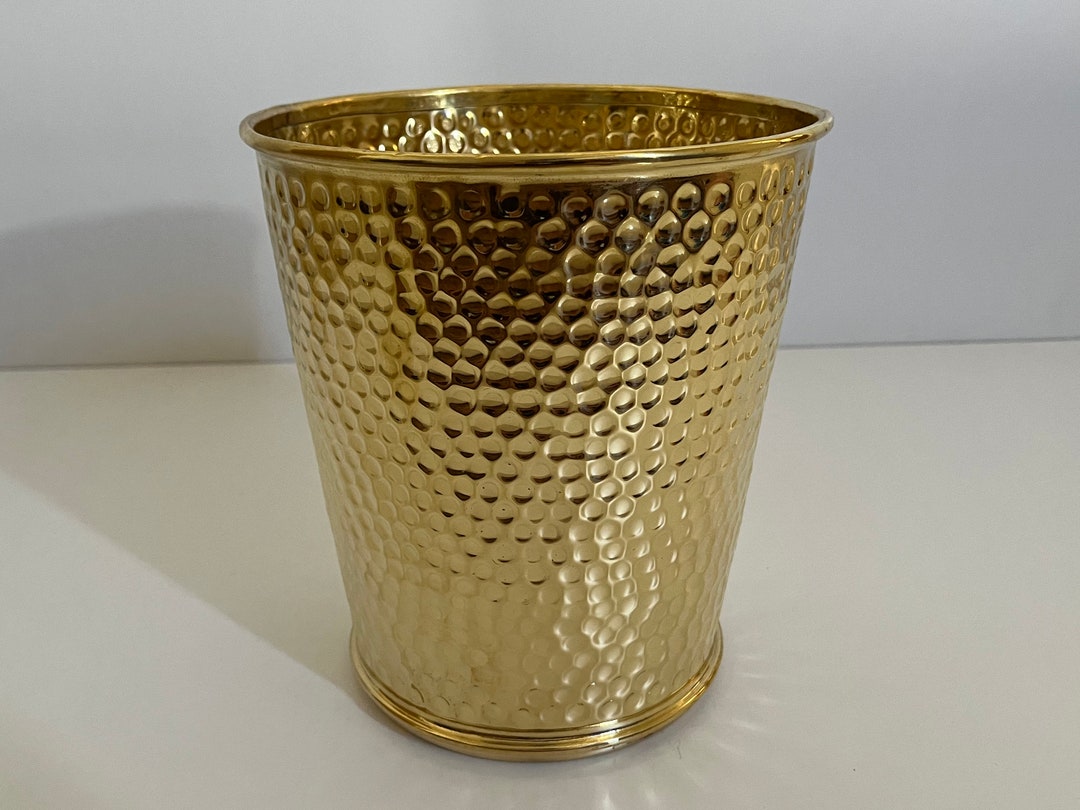 Brass Waste Bin for Office, Brass Waste Basket, Handcrafted Trash Can ...