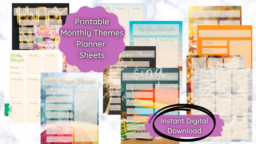 Planificador mensual imprimible temático diario semanal y de - Etsy España