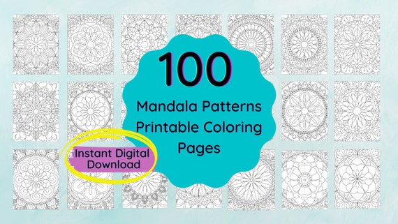 100 Unique Mandala Printable Patterns Instant Digital | Etsy