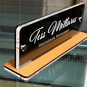 Desk Name Plate W/ Black Backing - Etsy
