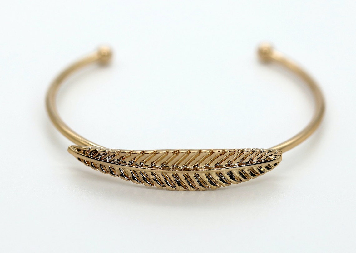 Leaf Bangle Cuff Bangle Leaf Design Birthday Gift Delicate Bangle Gold ...