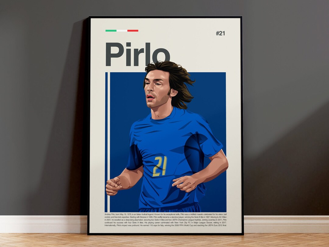 Andrea Pirlo Italy Print World Cup Legend Print Italy Football Poster ...