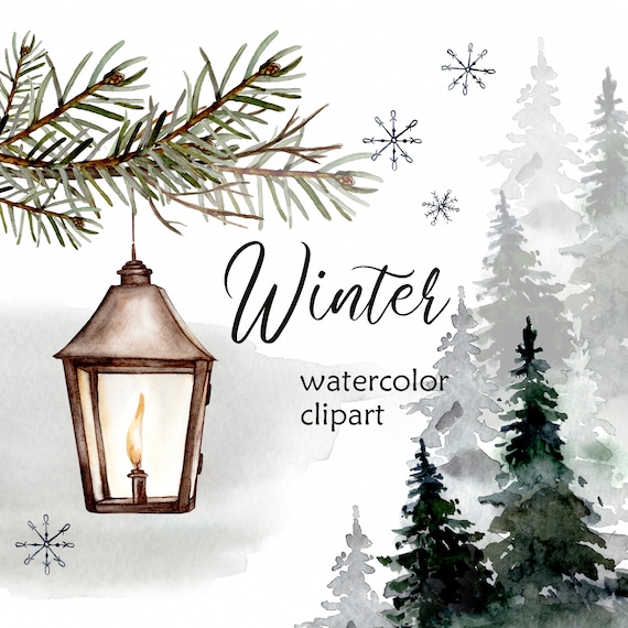 Christmas Watercolor Clipart Winter Watercolor Set Holidays - Etsy