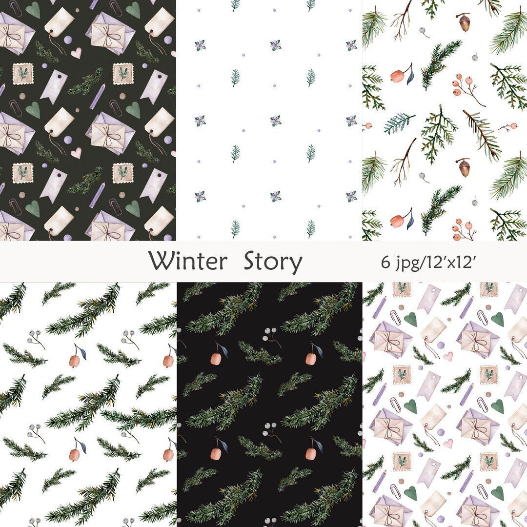 Paquete de papel digital de Navidad, papel digital de invierno, patrón ...