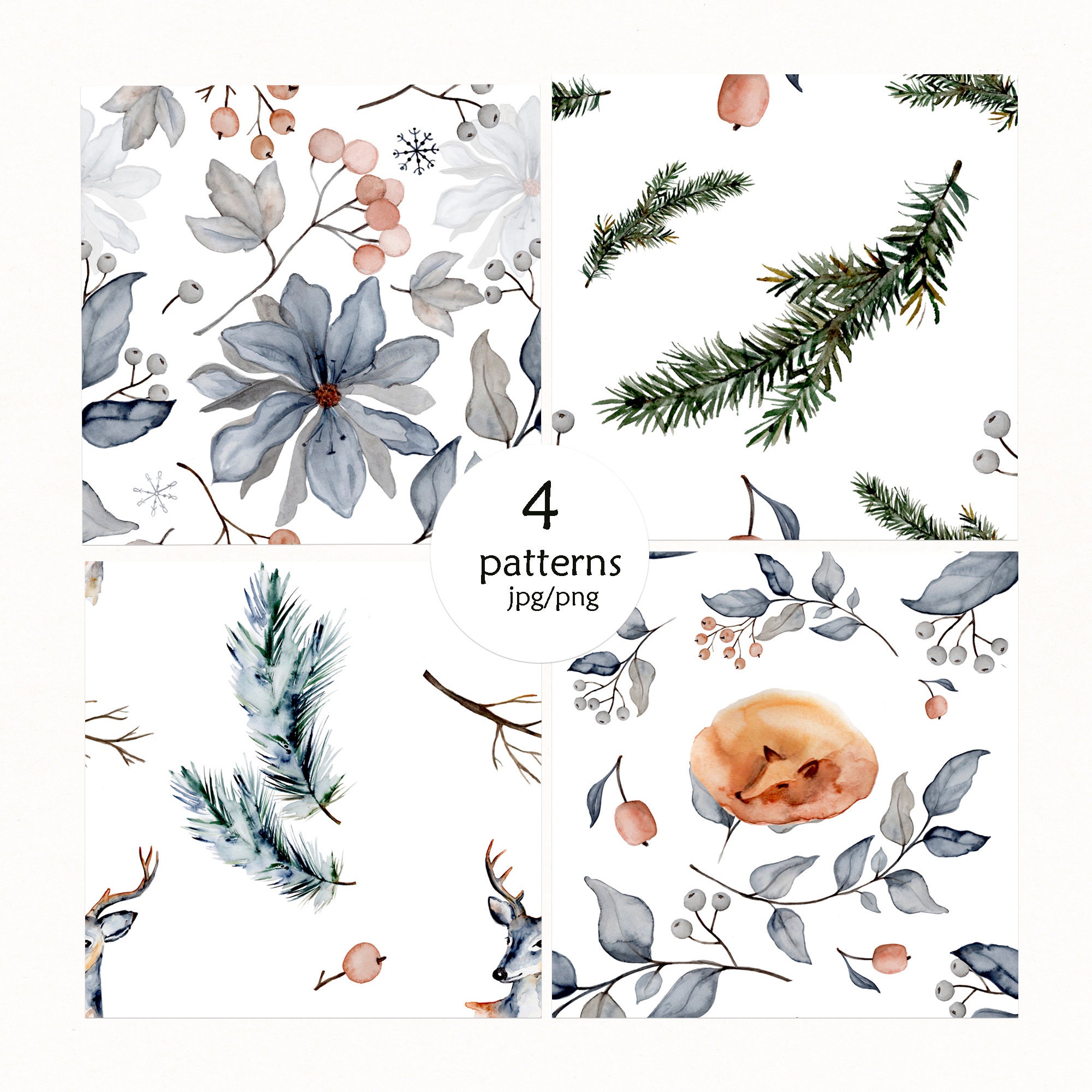 Christmas Watercolor Clipart, Winter Watercolor Set, Holidays Clipart ...