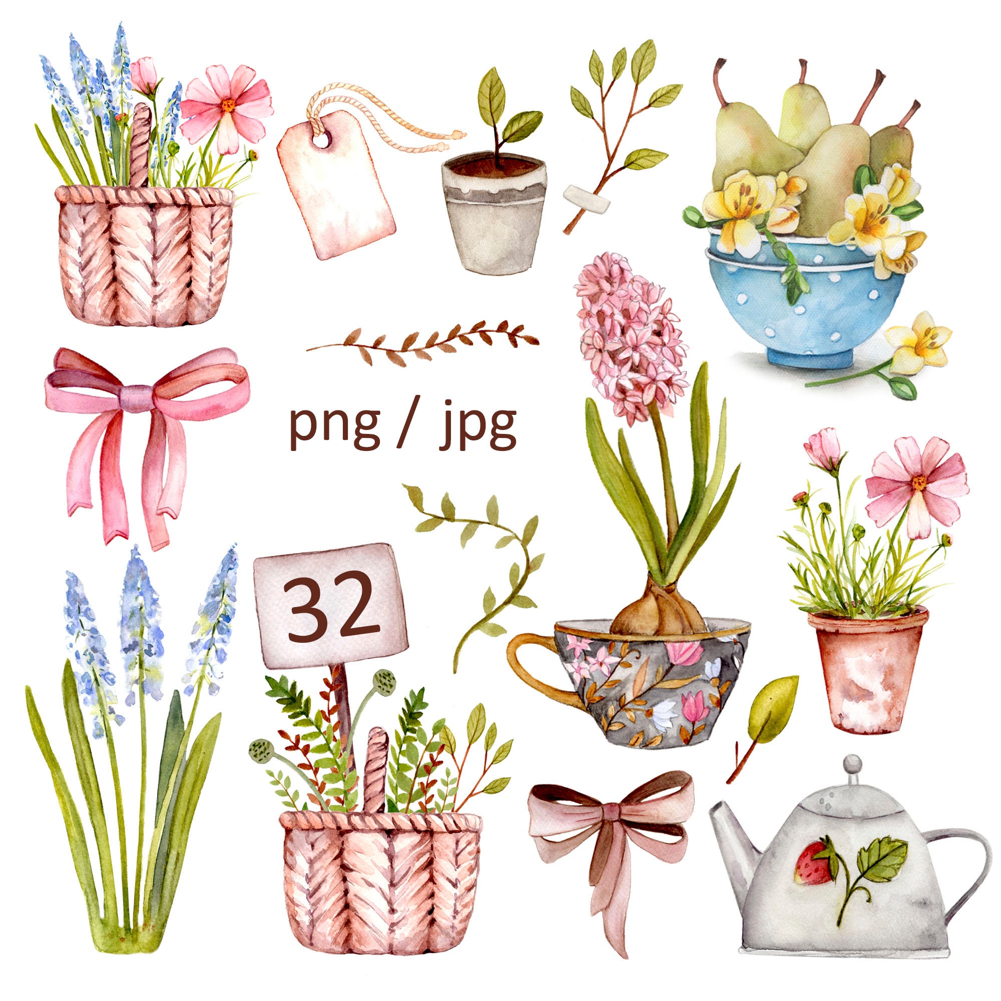 Happy Easter Clipart PNG. Spring Garden. Gardening. Farm Animals ...