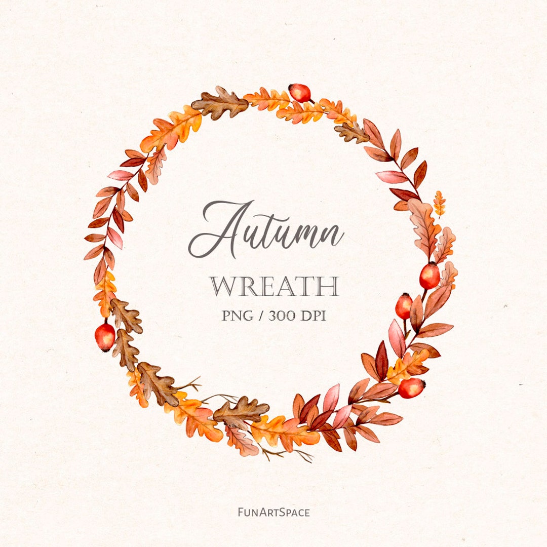 Autumn Wreath PNG, Watercolor Floral Wreath, Autumn Clipart - Etsy