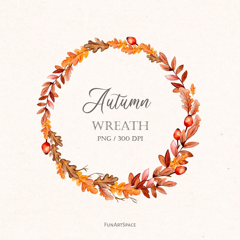 Autumn Wreath PNG, Watercolor Floral Wreath, Autumn Clipart - Etsy