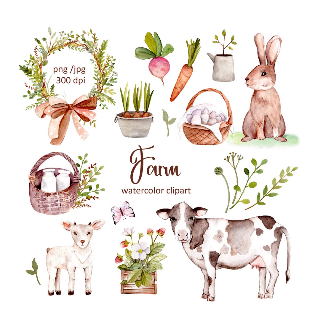 Happy Easter Clipart PNG. Spring Garden. Gardening. Farm Animals ...