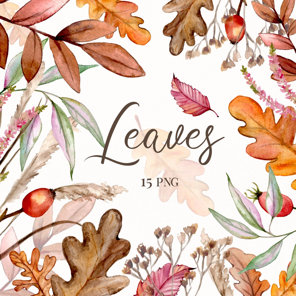 Watercolor Autumn Leaves PNG. Autumn Clipart. Individual PNG - Etsy