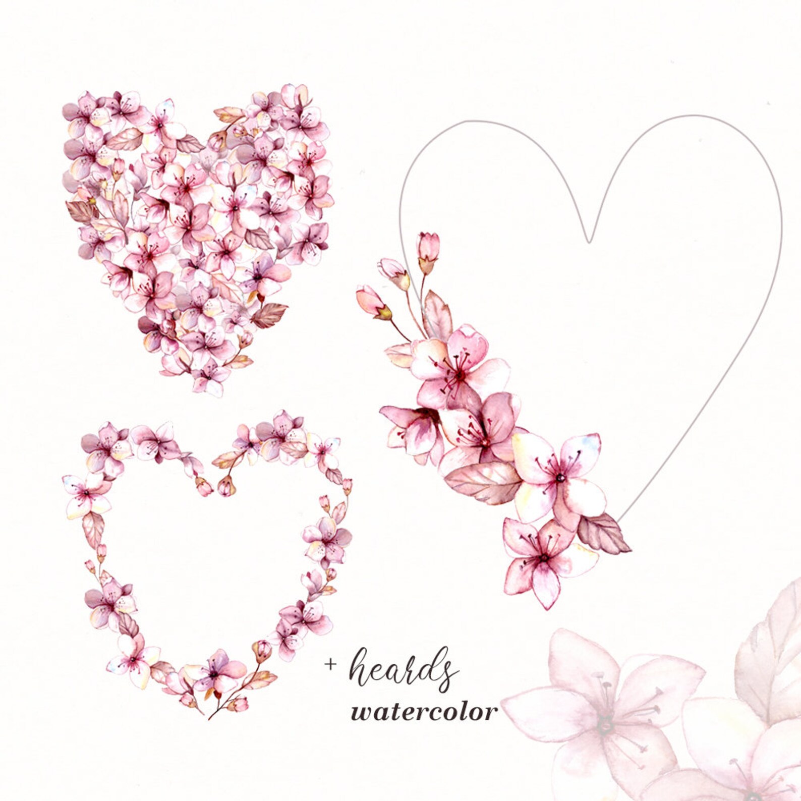 Sakura Watercolor Clipart. Birds on the Cherry Blossom , Valentine's ...