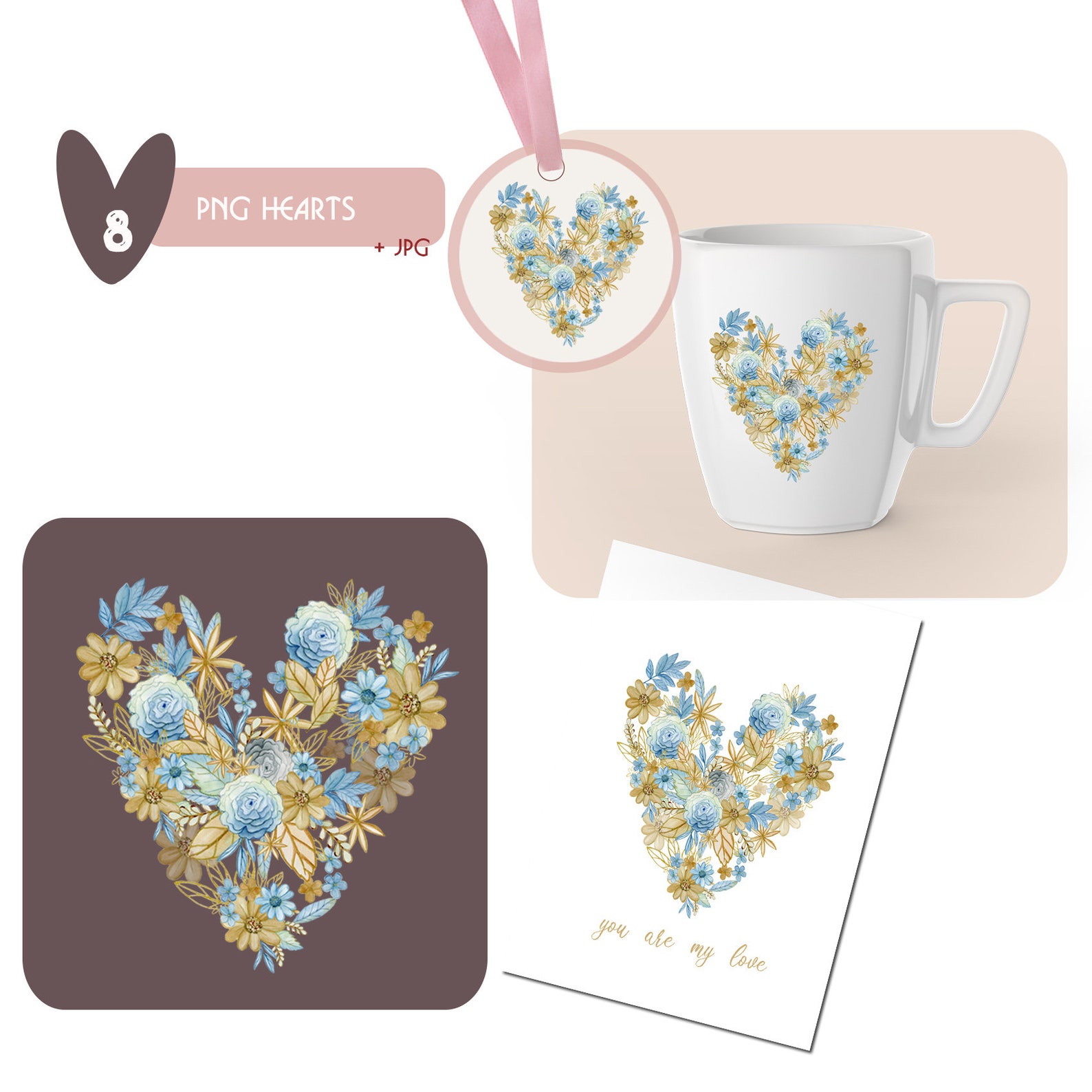 Valentine's Day Watercolor Clipart, Hearts Clipart, Love Clipart, PNG ...