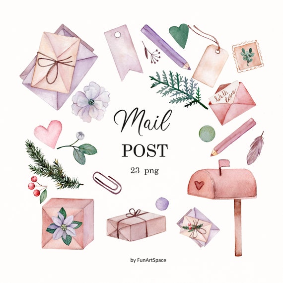 Mail Post Clipart. Letter Packages Mail Truck Flowers - Etsy