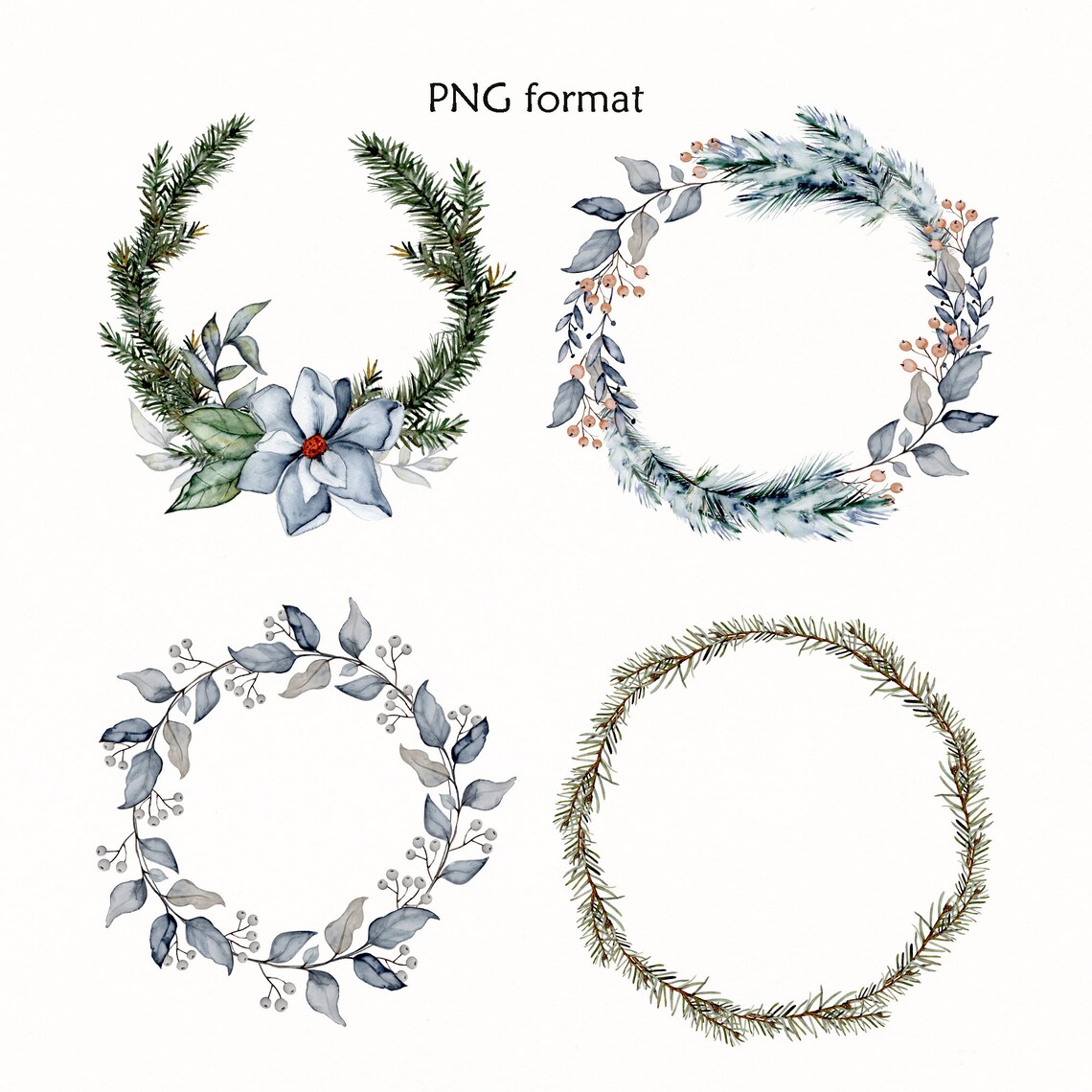 Christmas Watercolor Clipart, Winter Watercolor Set, Holidays Clipart ...