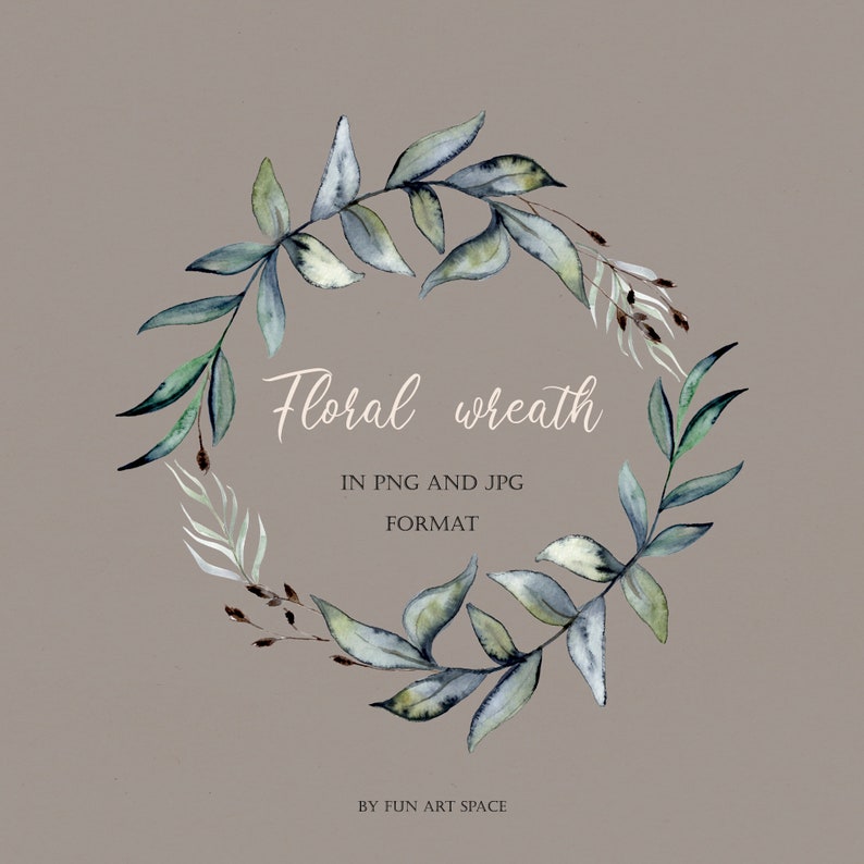 Boho Watercolor Floral Wreath. Forest Wedding. Logo Digital Clipart PNG ...