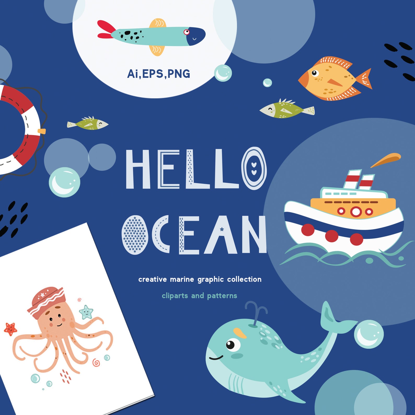 Cute Baby Animals Clipart. Ocean Clipart . Underwater Clipart. | Etsy