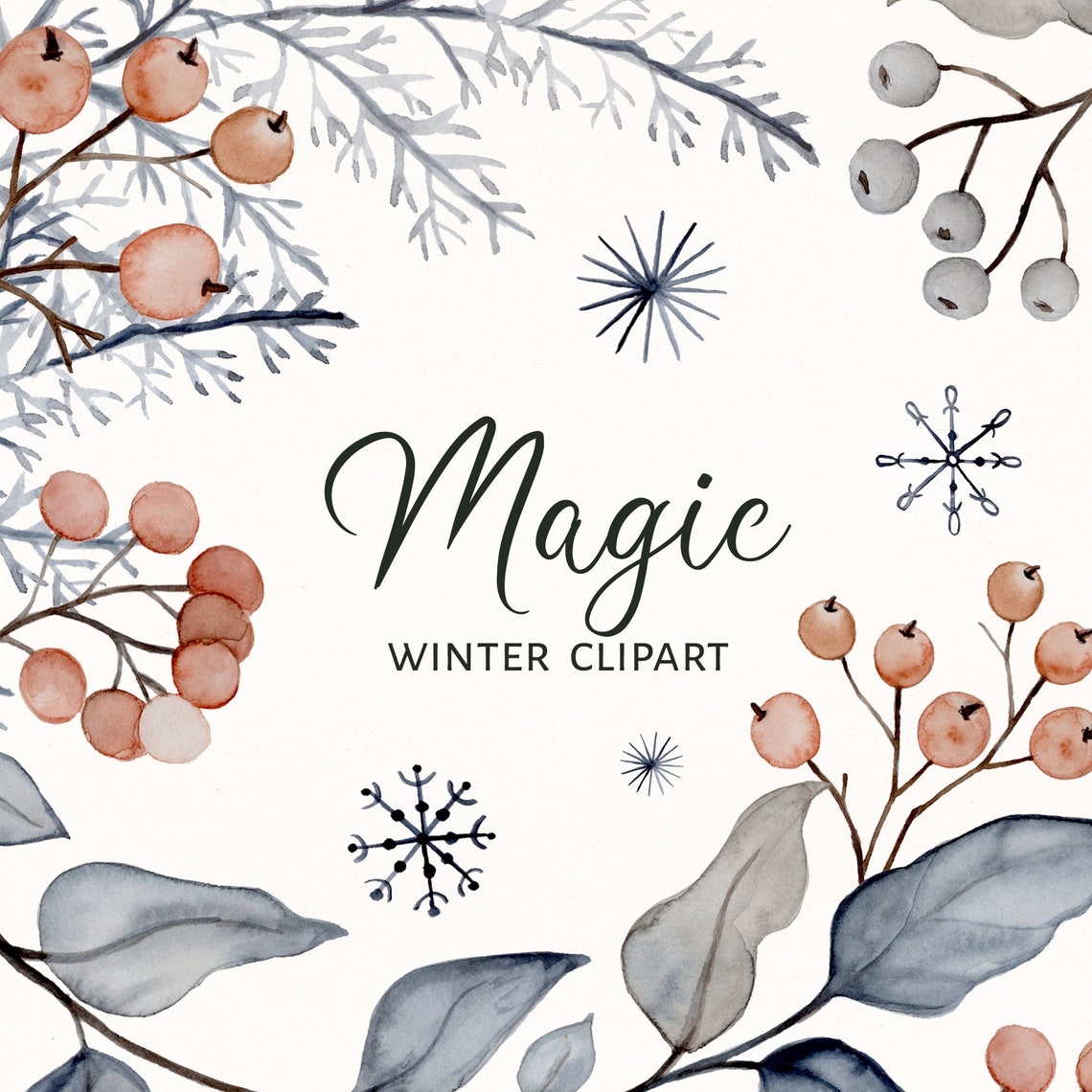 Watercolor Winter Clipart Christmas Decorations PNG Holidays - Etsy