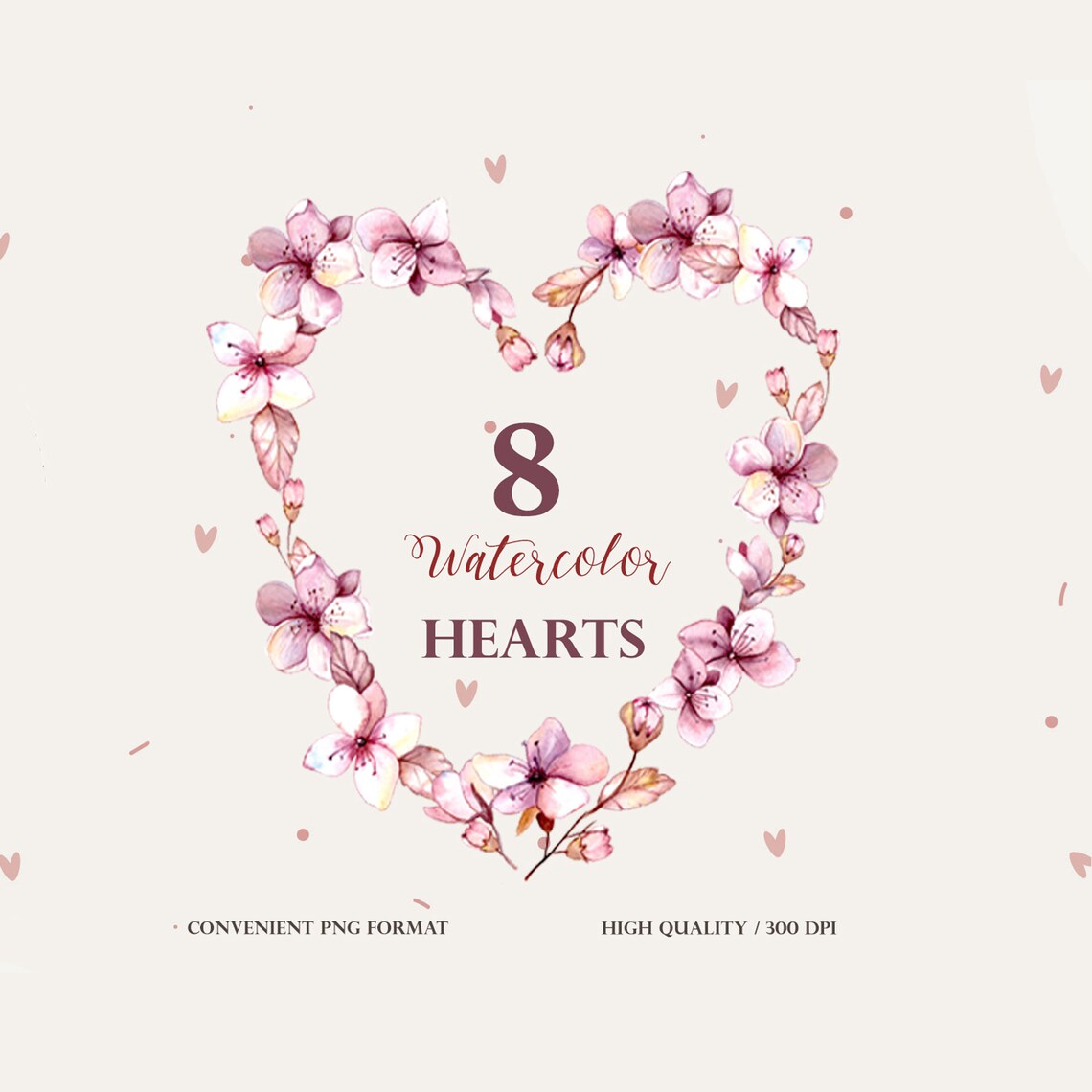Valentine's Day Watercolor Clipart, Hearts Clipart, Love Clipart, PNG ...