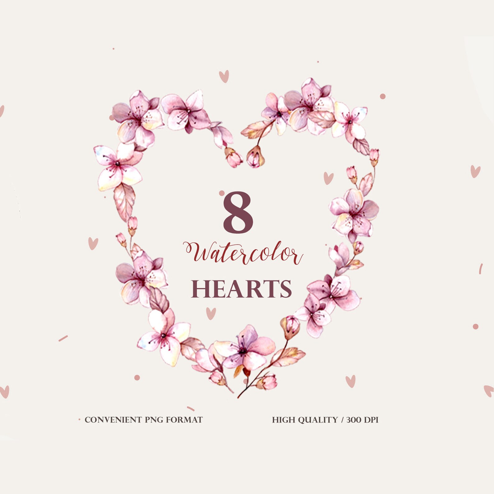 Valentine's Day Watercolor Clipart, Hearts Clipart, Love Clipart, PNG ...