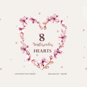 Valentine's Day Watercolor Clipart, Hearts Clipart, Love Clipart, PNG ...