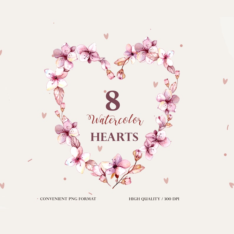 Valentine's Day Watercolor Clipart, Hearts Clipart, Love Clipart, PNG ...